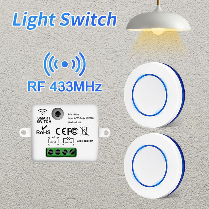 RF 433MHz Wireless Light Switch 220V 110V 10A Relay Controlle Mini ...