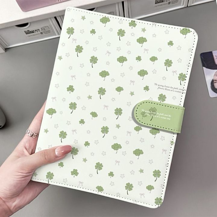 Lucky Four Leaf Clover Mint Green A5 Leather Binder Loose Leaf Card ...