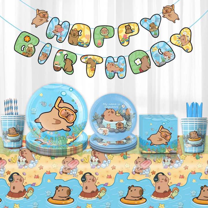 [SG Seller] 10pax Capybara Food Grade Party Tableware Disposable Plates ...