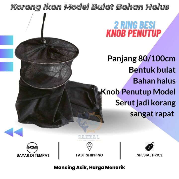 Korang Pancing Bulat 100Cm Hitam dengan Penutup / Tempat Ikan Pancing ...