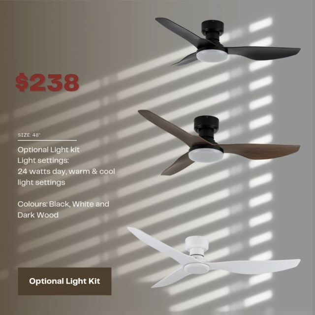 Fanco Co-Fan Hugger Low Ceiling Fan 48" with Optional Light Kit ...