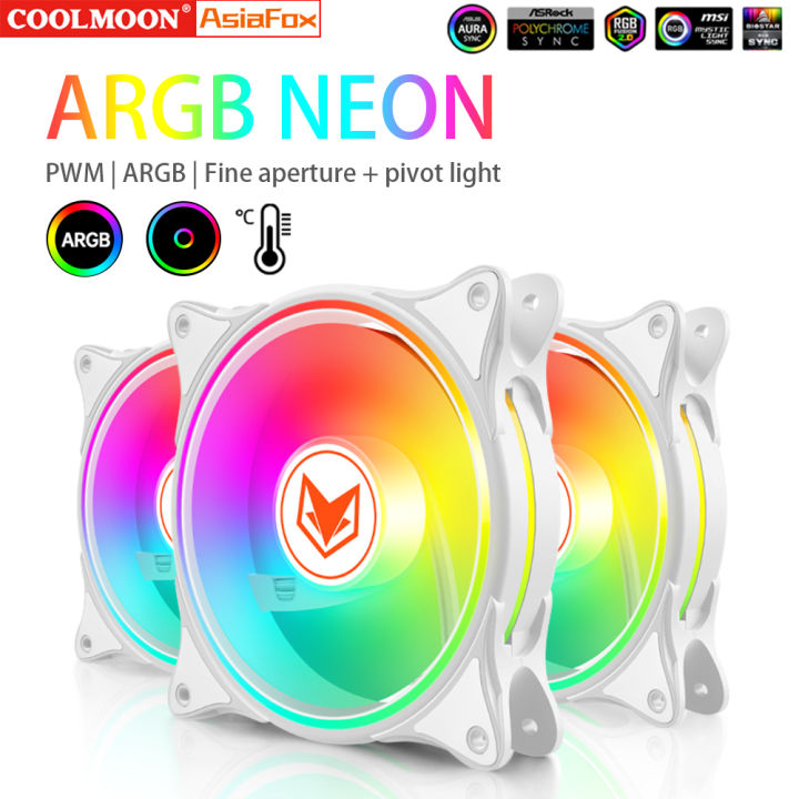 COOLMOON Quạt Làm Mát Quạt Tản Nhiệt 5V 3 Pin ARGB Quạt Khung Gầm Máy Tính PWM 12V 4 Pin Vòng Bi ...