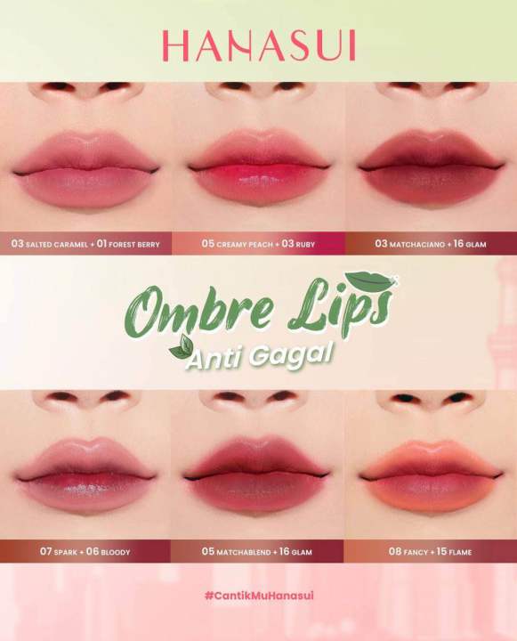 PAKET OMBRE LIPS HANASUI MATTEDORABLE LIP CREAM / LIPCREAM MATCHA EDITION / BOBA | Lazada Indonesia