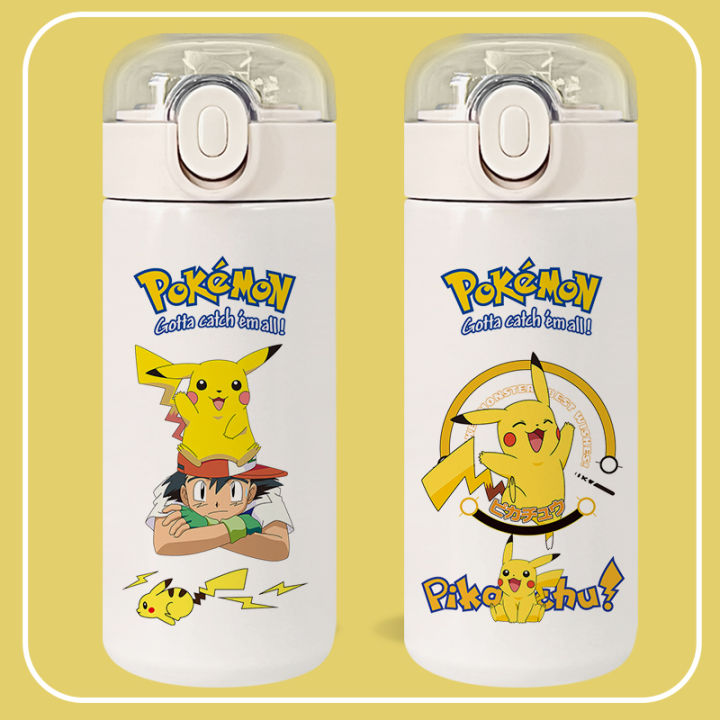 Stainless Steel Pikachu Water Bottle Insulated Cup with Straw Pokemon ...