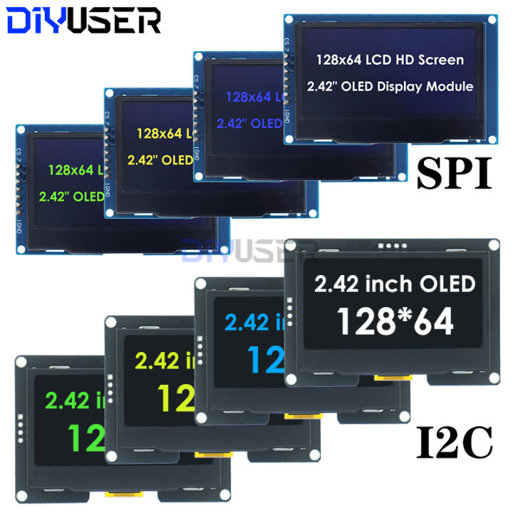 DIYUSER 2.4" 2.42 Inch 128x64 OLED LCD Display Module SSD1309 12864 4 ...