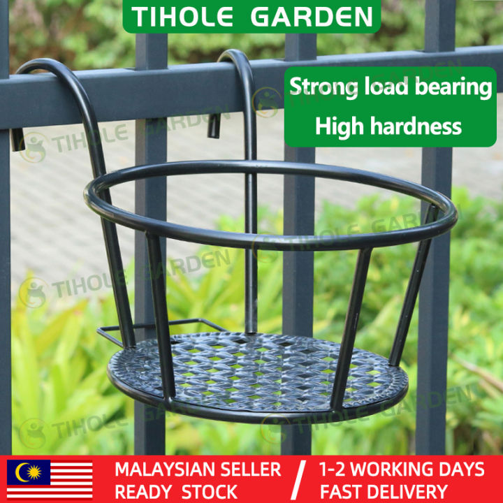 TIHOLE Outdoor Garden Rak Pasu Bunga Besi Gantung Dinding Balcony ...