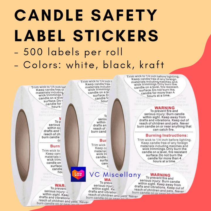 Candle Warning Label Sticker Round Candle Jar Container Label ...