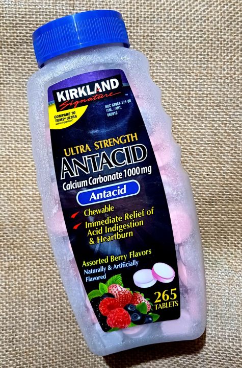 Kirkland Ultra Strength Antacid 1000mg, 265 TABLETS (Expiration Date ...