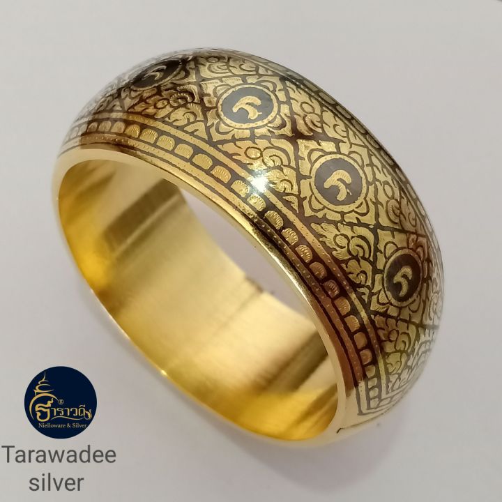 Tarawadee : กำไลถมทอง กำไลข้อมือสลักลายนะโมรอบวง กำไลข้อมือนะโม กำไลถม ขนาดหน้ากว้าง2.5ซม งาน ...