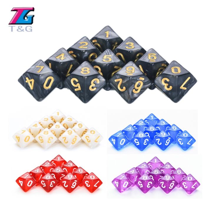 D10 Polyhedral Dice 10Pcs/Set DND Games for Marble Transparent for ...
