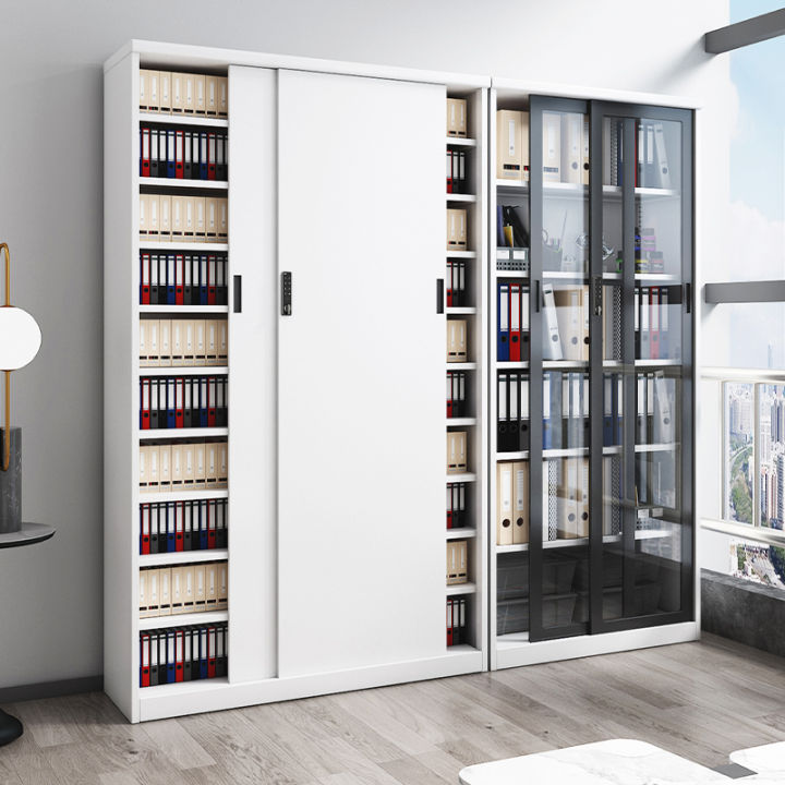 Simple and Light Luxury Push-Pull Glass Door File Cabinet Bookcase ...