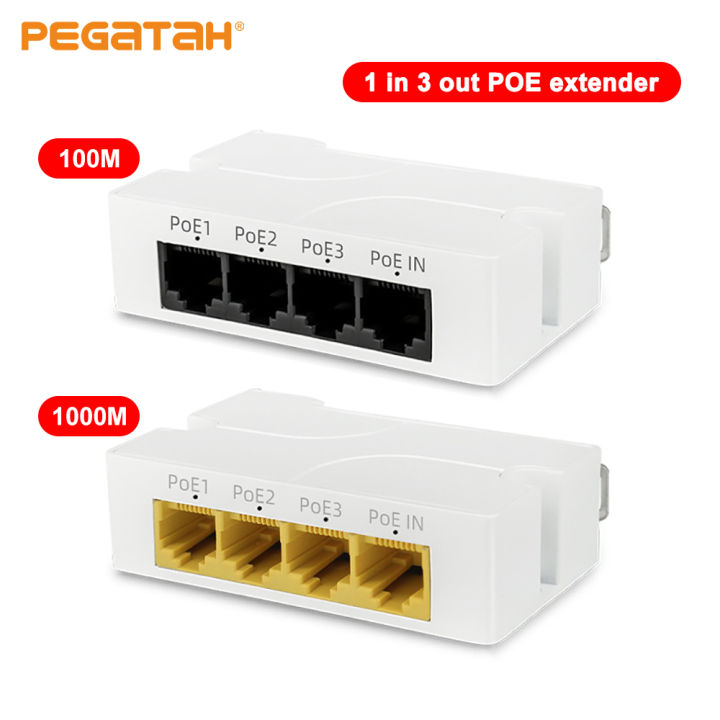 1 in 3 Out PoE Extender 4 Port 100/1000M Network Switch Repeater for IP ...