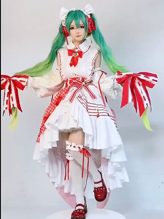 Hatsune Miku Cosplay 15th Anniversary Figure Strawberry Cosplay Costume ...