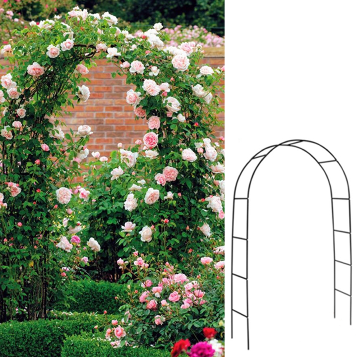 DENCO Garden Rack Wrought Iron Outdoor Arch Trellis Climbing Plants ...