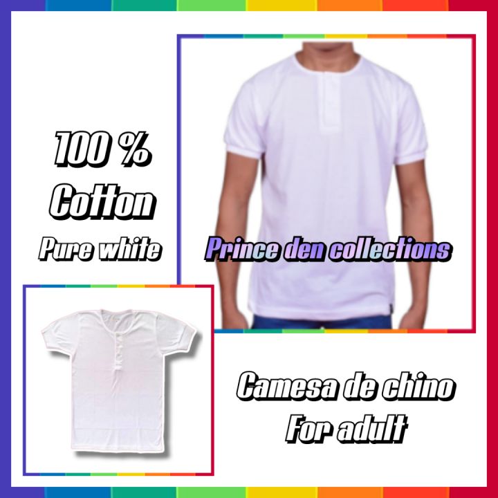 CAMESA DE CHINO/ COTTON / ADULT / PURE WHITE / T-SHIRT WITH BUTTONS ...