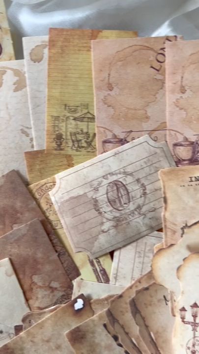 5pcs vintage paper story kertas memo retro journaling journal kit ...