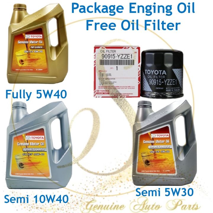 (100% Original) Toyota Engine Oil Fully Synthetic SN/CF 5W40 Semi ...