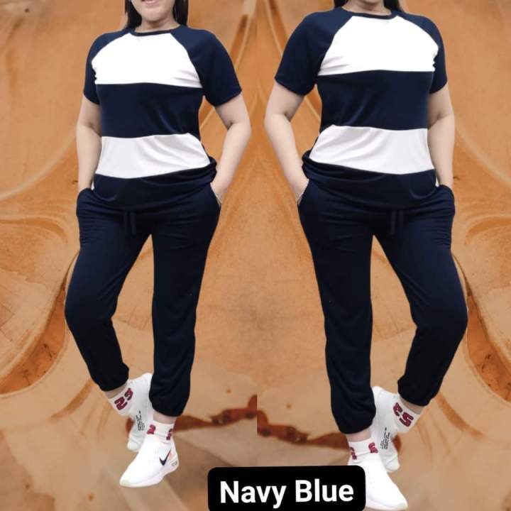 L-3XL COMBI STRIPE JOGGER TERNO PLUS SIZE FOR WOMEN | Lazada PH