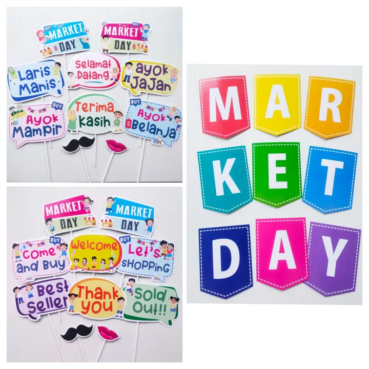 MARKET DAY PROPS PHOTO BUNTING FLAG MARKET DAY DEKORASI MARKET DAY ANAK ...