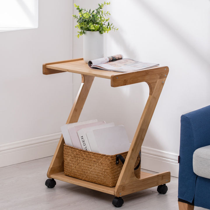 Mobile Mini Corner Table with Wheels Bedroom Sofa Side Table Simple ...