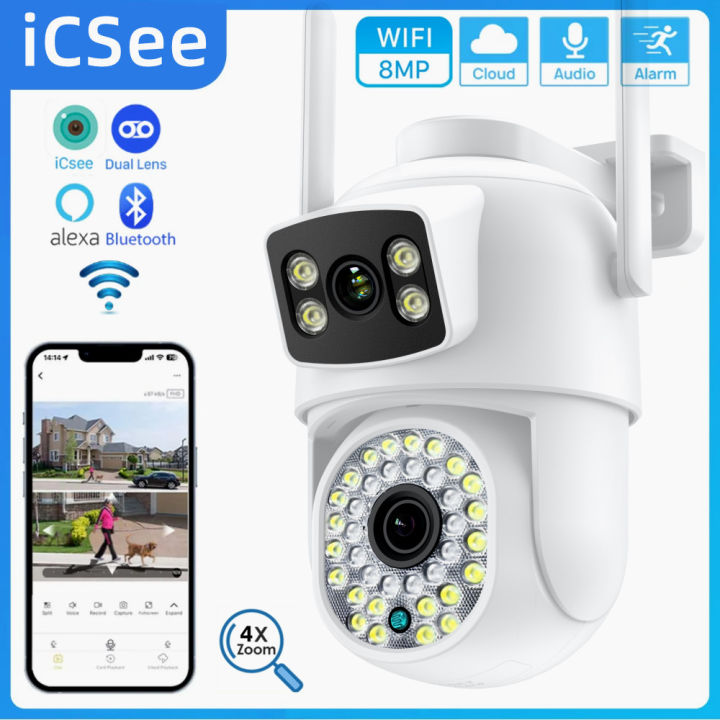 iCSee 8MP CCTV Camera 4K WiFi Camera Dual Lens Ai Human Detect Auto ...