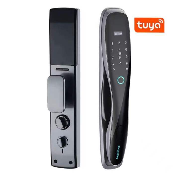 Pushpull Automatic smart door lock Tuya wifi fingerprint RFID card ...