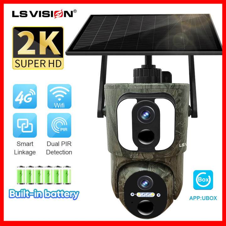 LS VISION 4K 8MP 4G/WIFI Dual Lens Solar Camera Smart Linkage Outdoor Waterproof Wireless CCTV ...