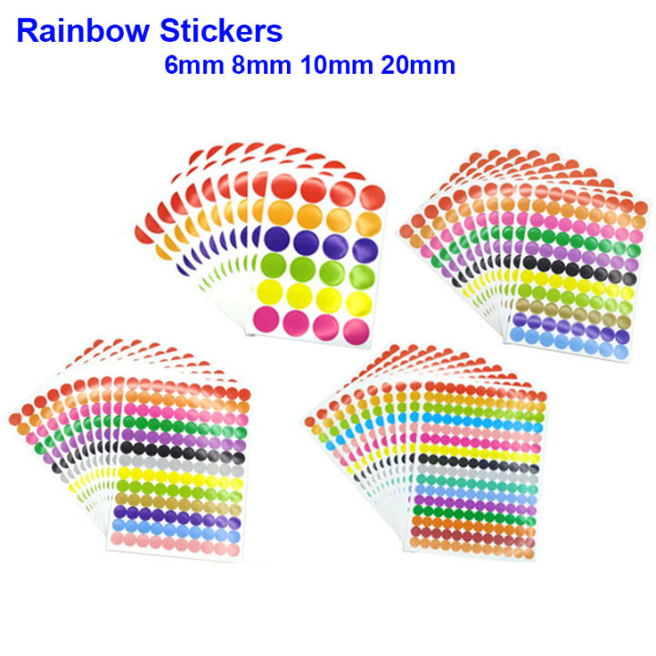 6mm 8mm 10mm 20mm Round Spot Circles Sealing Stiker Paper Labels ...
