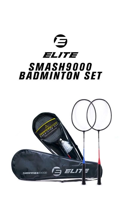 Elite Smash9000 2-Player Badminton Racket Set - Blue & Red with Free ...