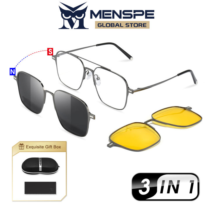 MENSPE 3 In 1 Sunglasses Men Polarized Sunglasses Night Vision Eyewear ...