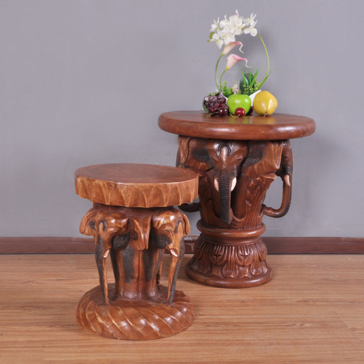 Southeast Asian Handcrafted Elephant Bench Carved Solid Wood Shoe ...