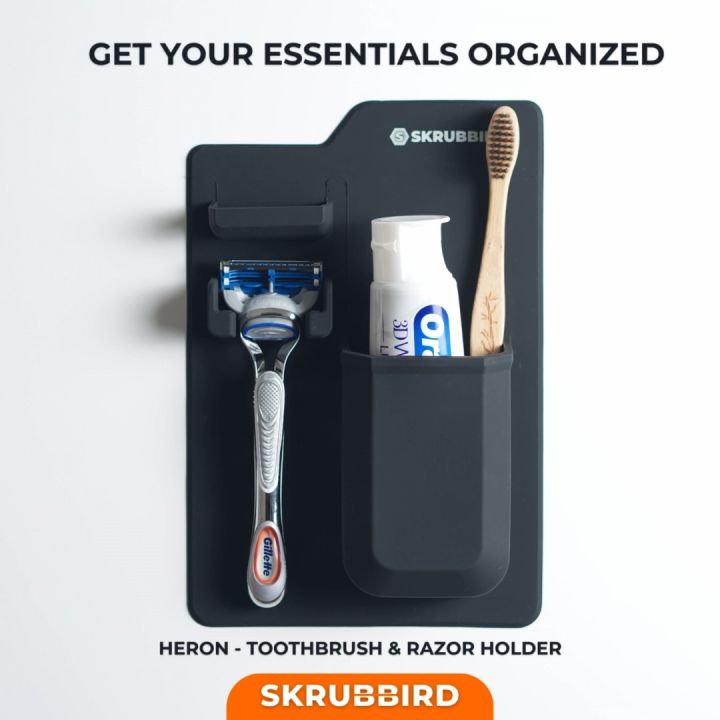 Toothbrush & Razor Holder - The Heron -Silicone Toiletry Organizer ...