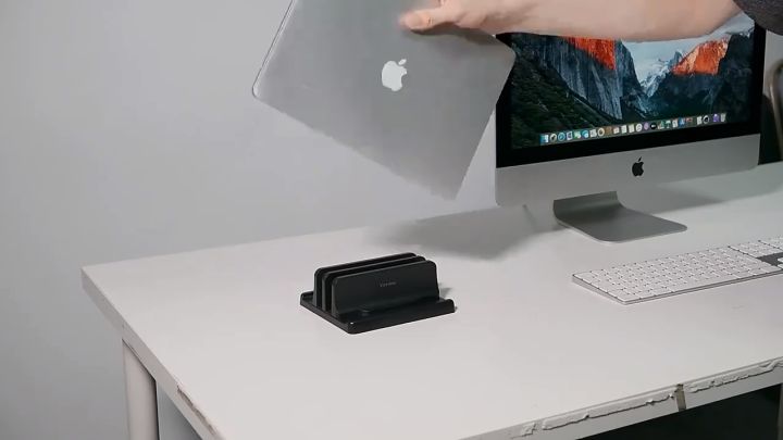 Vertical Laptop Stand Adjustable Portable PVC Computer Stand 3 in 1 ...