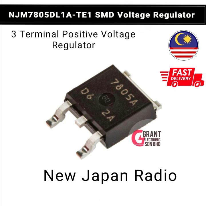 New Japan Radio NJM7805DL1A-TE1 7805 SMD 1.5A 5V Voltage Regulator 3 Terminal Positive Voltage ...