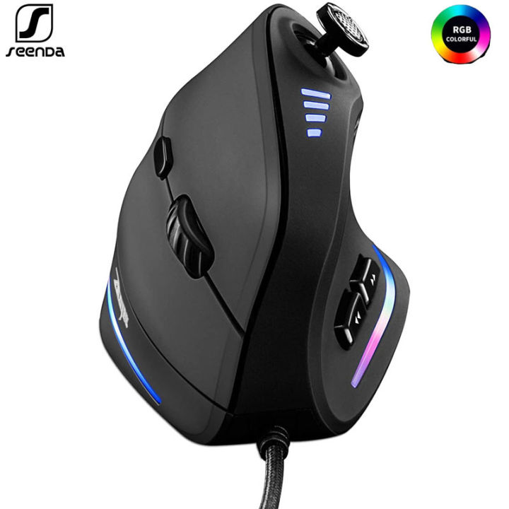 SeenDa Vertical Gaming Mouse Wired RGB Ergonomic Mouse USB Joystick ...