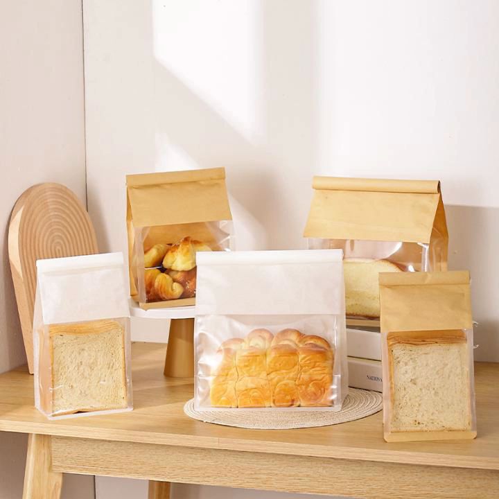 [50pcs] Bread and Pastry Bag With Half Window ,Toasts Packaging Bag ...
