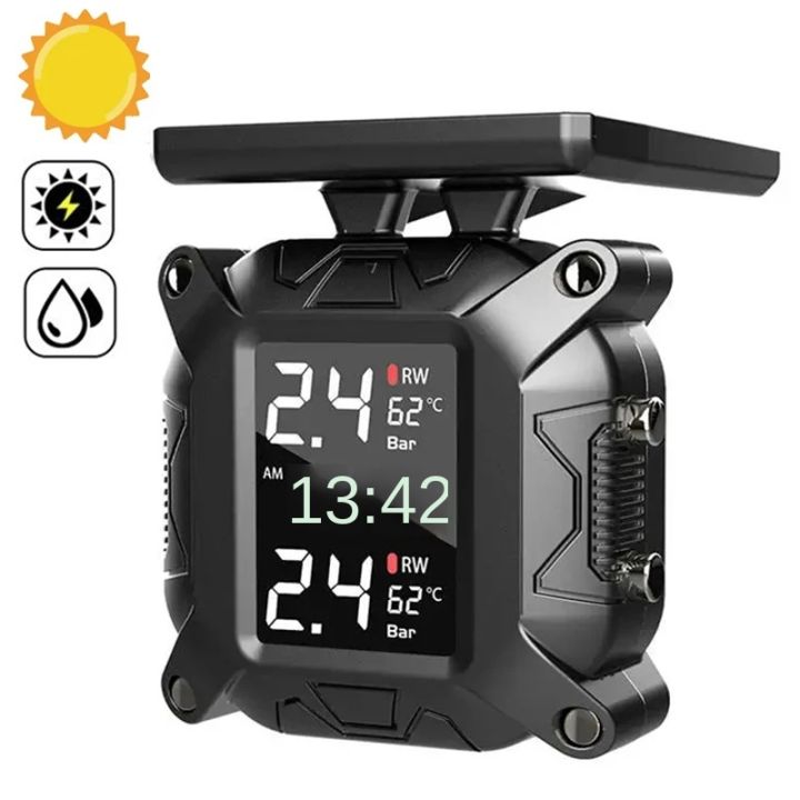 Motorcycle TPMS Solar Power Tire Pressure Monitor Real Time Tire ...