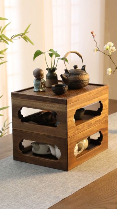 Solid Wood Dustproof Storage Box with Lid, Desktop Organizer, Dressing ...