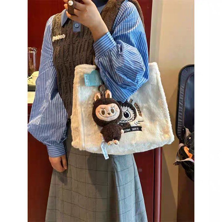 NICO DESIGN popMart labubu plush shoulder bag large capacity cute tote ...