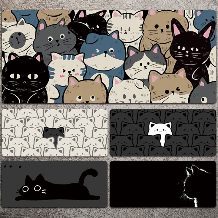 Cat Mouse Pad Super Cute Cartoon Large Male Black Keyboard Female Mouse ...