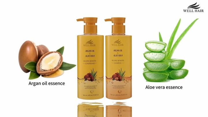 Well Hair Argan oil&Aloe vera Hair Shampoo& Conditioner 400ml Oil ...