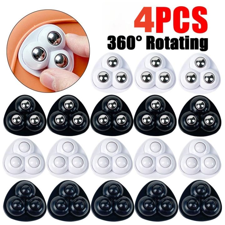 4Pcs/set Adhesive Universal Wheel Household 3-Bead Mini Mute Wheel 360 ...