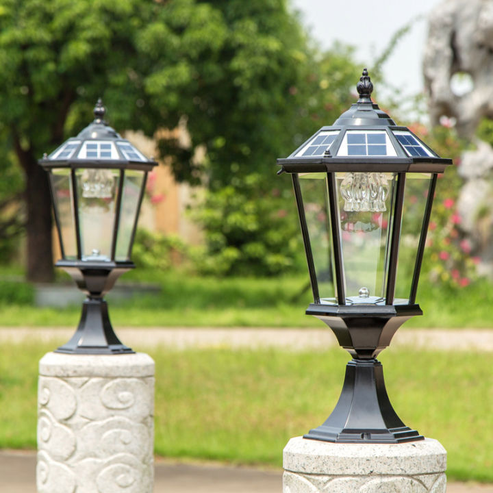 Super Bright Solar Powered Column Head Lights Outdoor Waterproof ...
