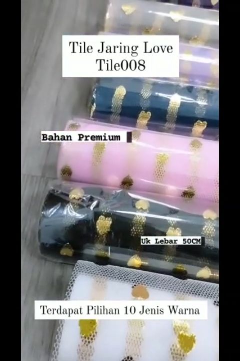 1METER Kain Tile Jaring Love - Bahan kerajinan Buket Bunga Tile008 ...