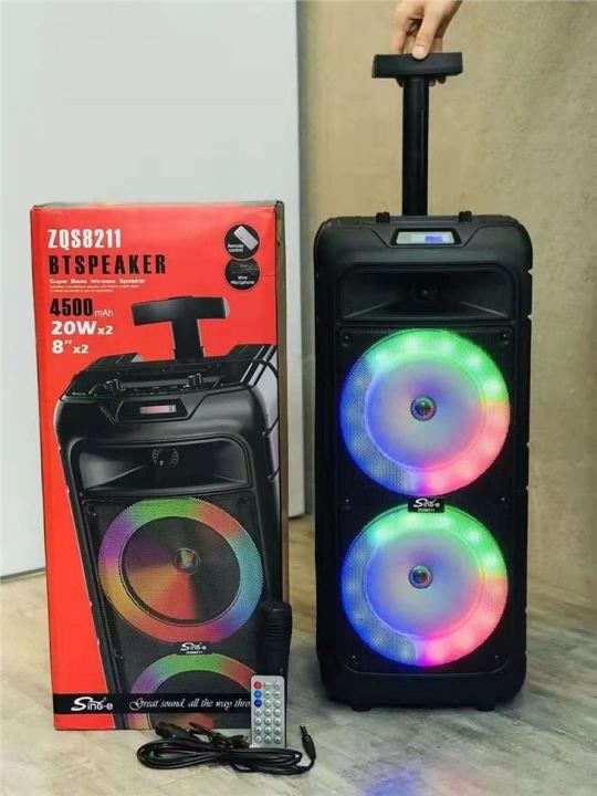 BOOM BASS WIRELESS SPEAKER WITH FREE MICROPHONE BLUETOOTH FUNCTION ZQS 8211 | Lazada