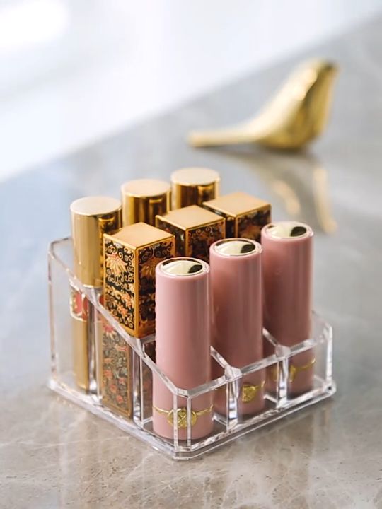 Lipstick Storage Box Organizer Transparent Acrylic Bekas Simpan Gincu ...