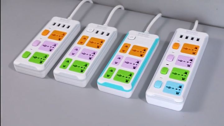 Power Strip With Safety Switch 4 Power Socket & 4 USB Port AC 110-250V ...