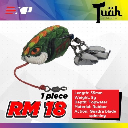 EXP TUAH FROG Soft Rubber Frog Expert For Snakehead Hunter Haruan/Toman ...