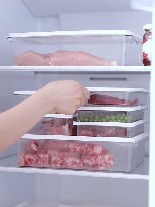 HELLO CHARMING Refrigerator Freezer Sealed Storage Box Transparent ...
