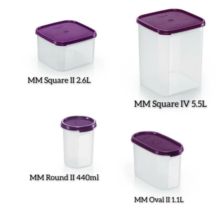 Tupperware Modular Mate Mates Purple Square Oval Round Keeper 440ml 1 1l 2 6l 5 5l Lazada